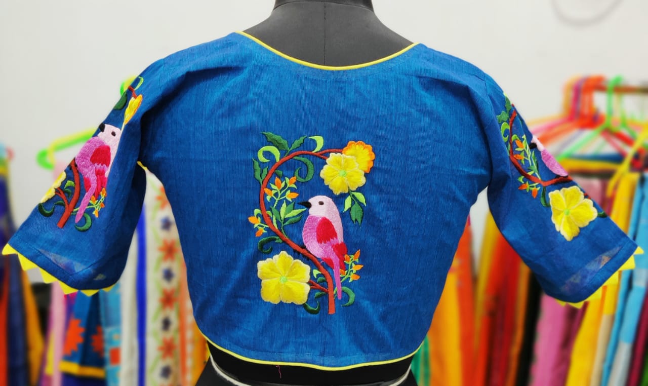 FLOWER EMBROIDERY DESIGNS FOR DESIGNER BLOUSES.